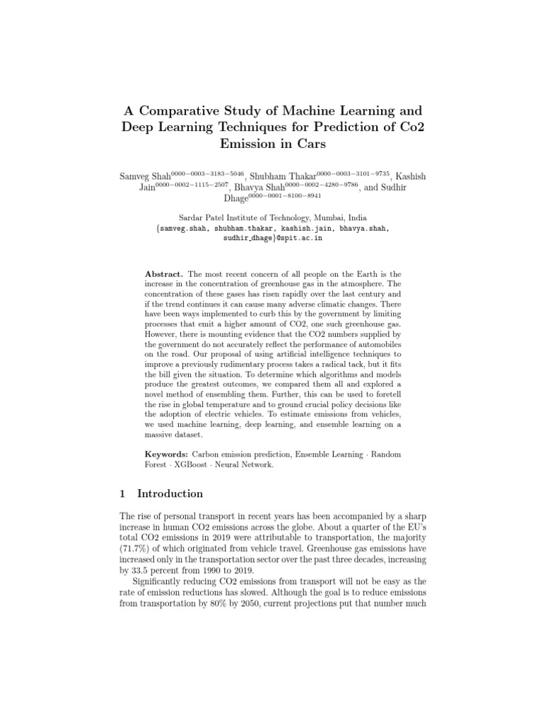 A Comparative Study of Machine Learning and Deep Learning Techniques For Prediction of Co2 ...