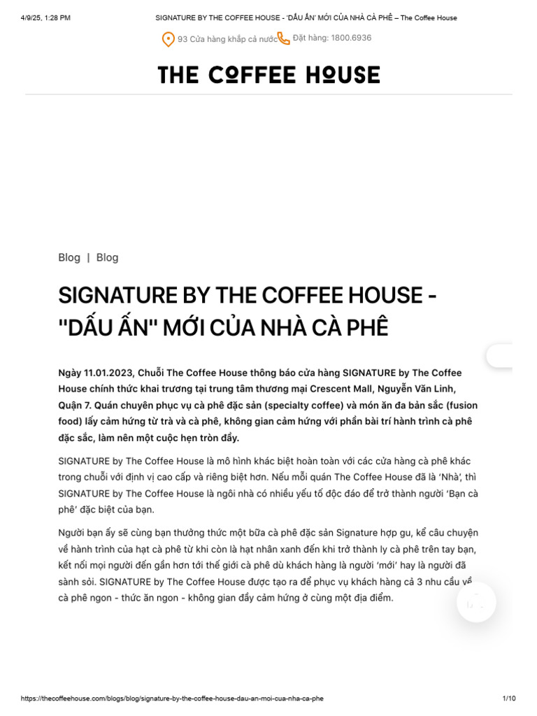 SIGNATURE BY THE COFFEE HOUSE - ‘DẤU ẤN’ MỚI CỦA NHÀ CÀ PHÊ – The ...