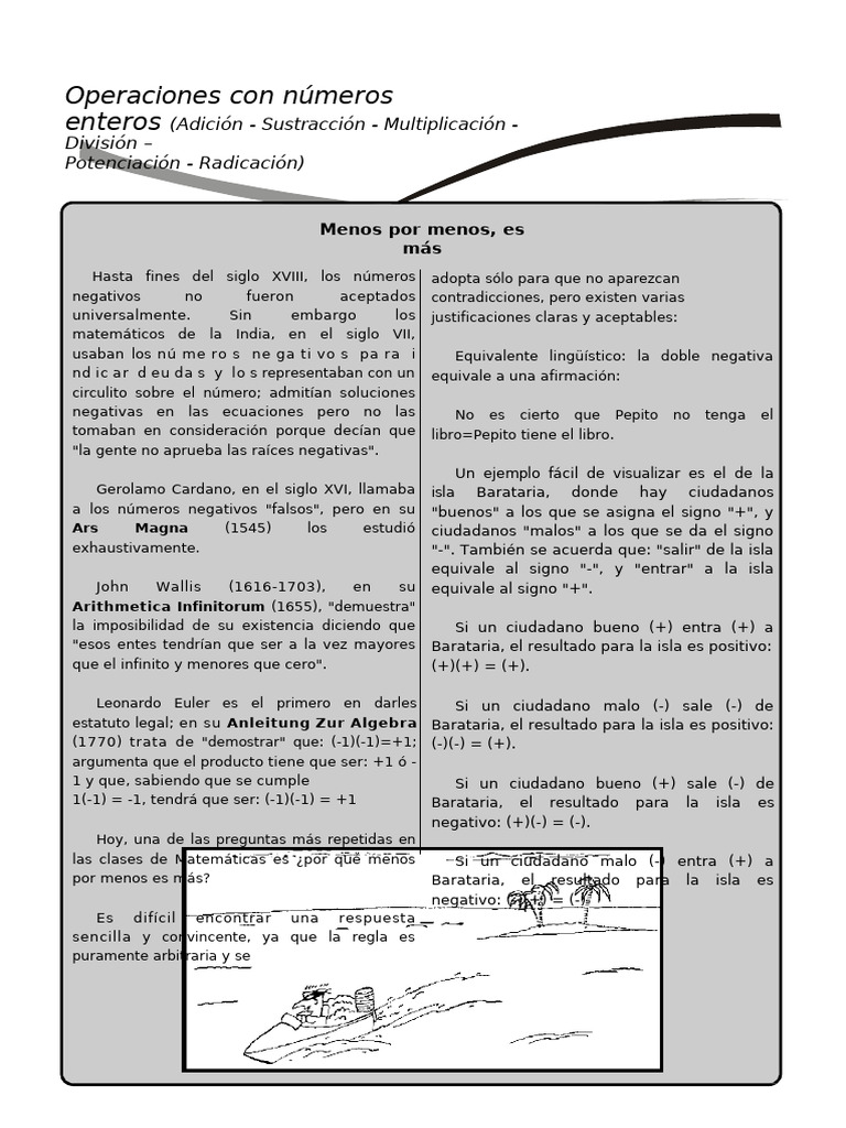 Operaciones con Números Enteros | PDF | División (Matemáticas ...