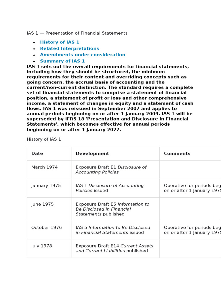 Overview of IAS 1 Financial Statements | PDF | International Financial ...