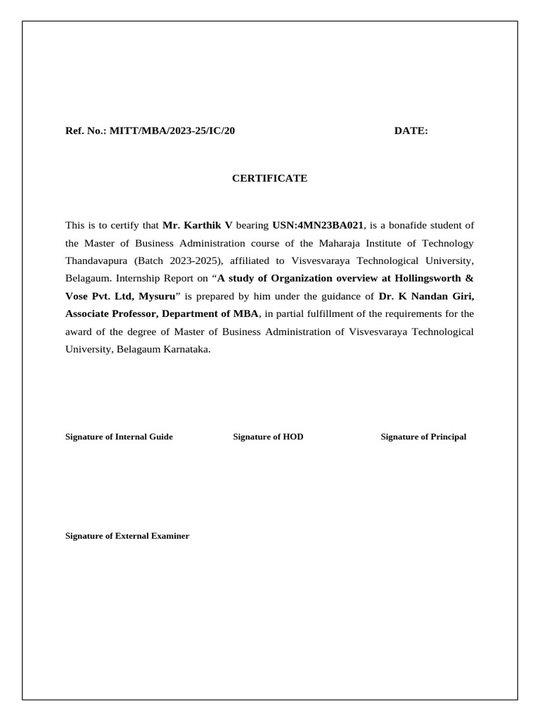 Internship Certificate For B2 An | PDF | Master Of Business ...