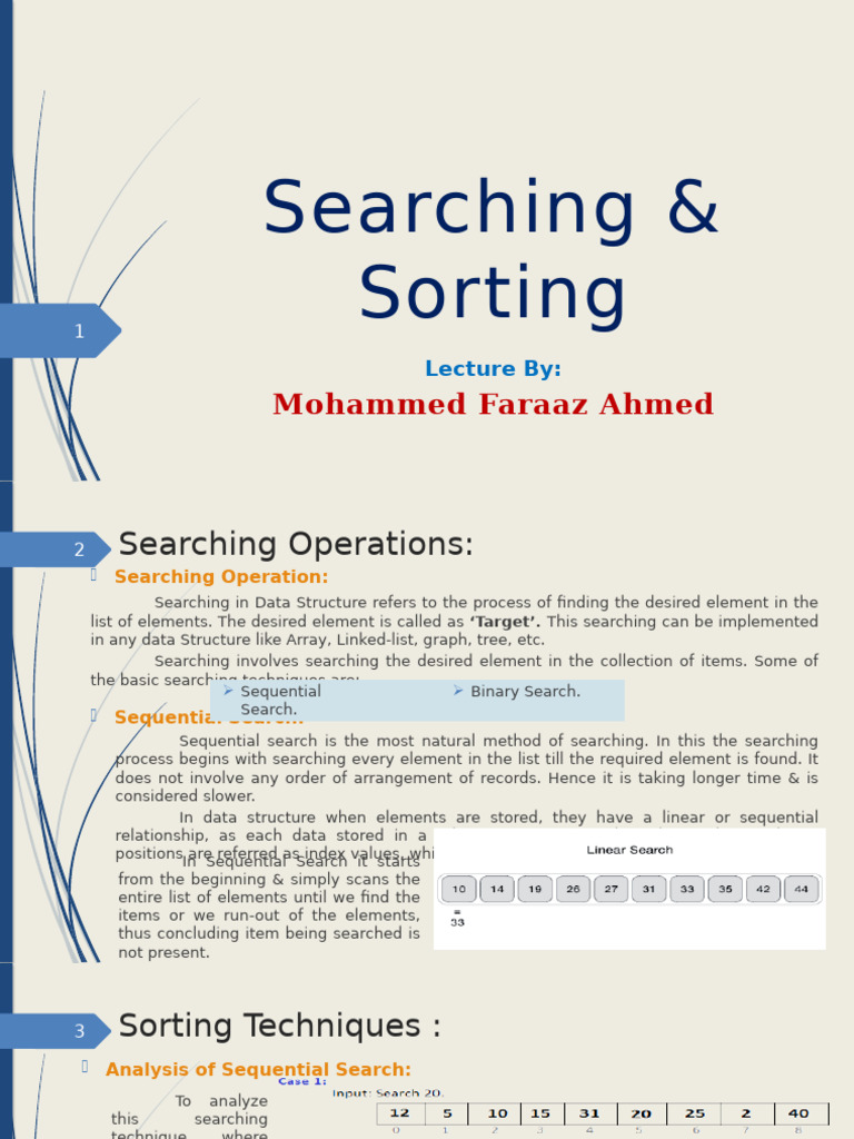 Unit-II Searching, Sorting, Linked List [DSUC] | PDF | Information ...