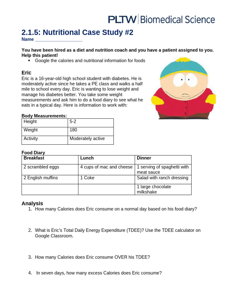 Nutritional Case Study: Eric's Diet Analysis | PDF