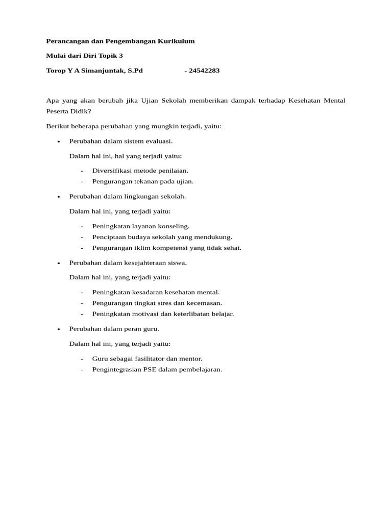 Perancangan Dan Pengembangan Kurikulum - Mulai Dari Diri Topik 3 | PDF