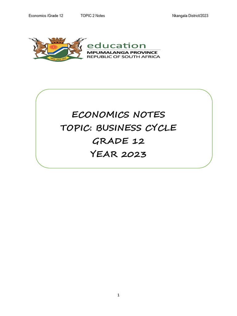 Business Cycle Overview for Grade 12 | PDF | Business Cycle | Recession