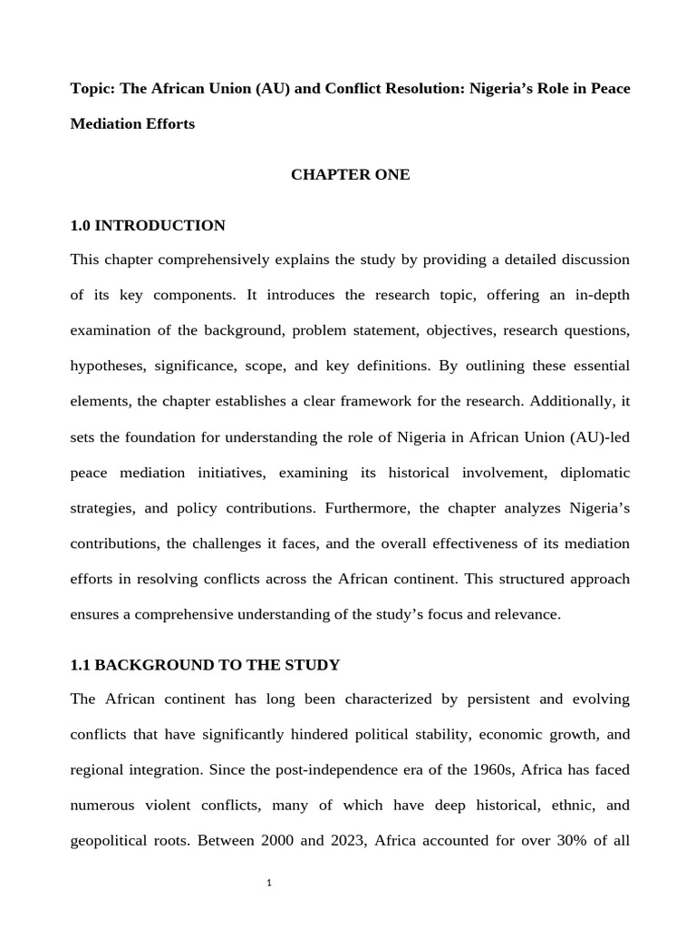 The African Union AU and Conflict Resolution Nigeria’s Role in Peace ...
