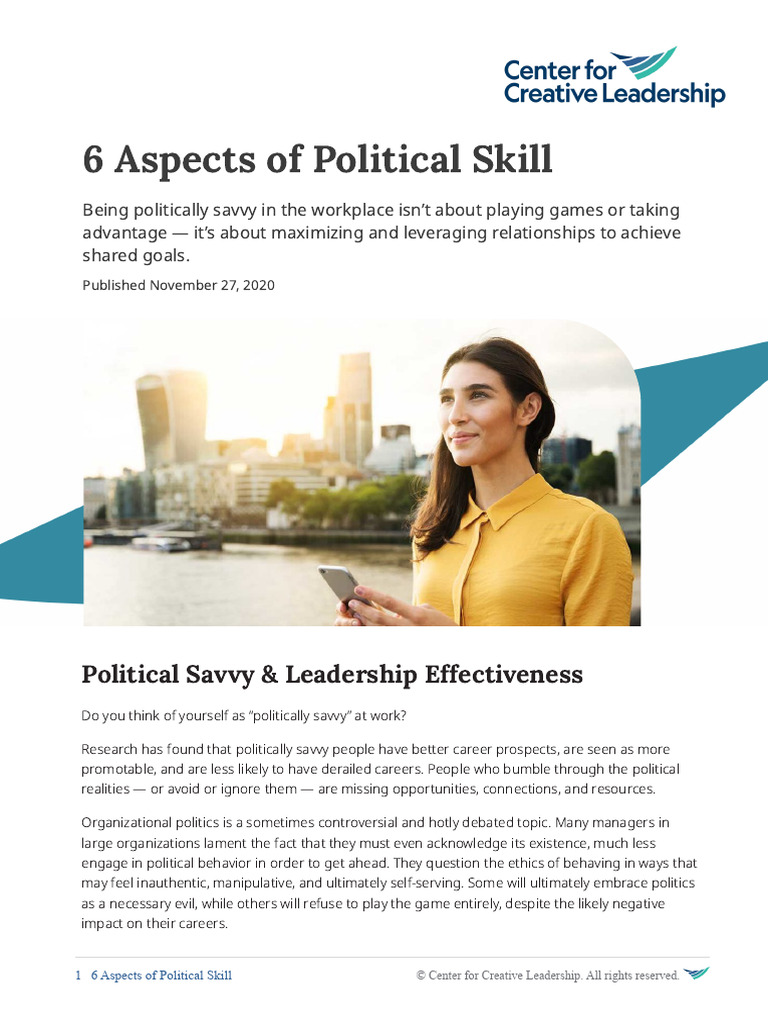 Maximizing and Leveraging Relationships Among Politically Savvy | PDF ...