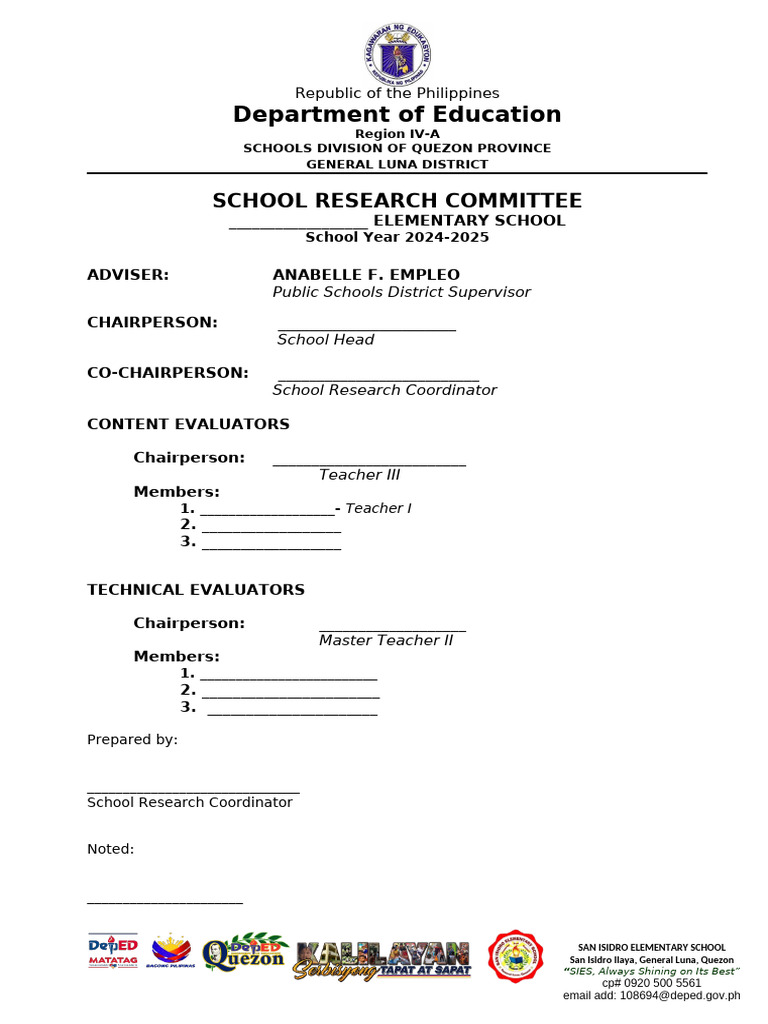 School Research Committee Overview | PDF | Southeast Asia | Government ...