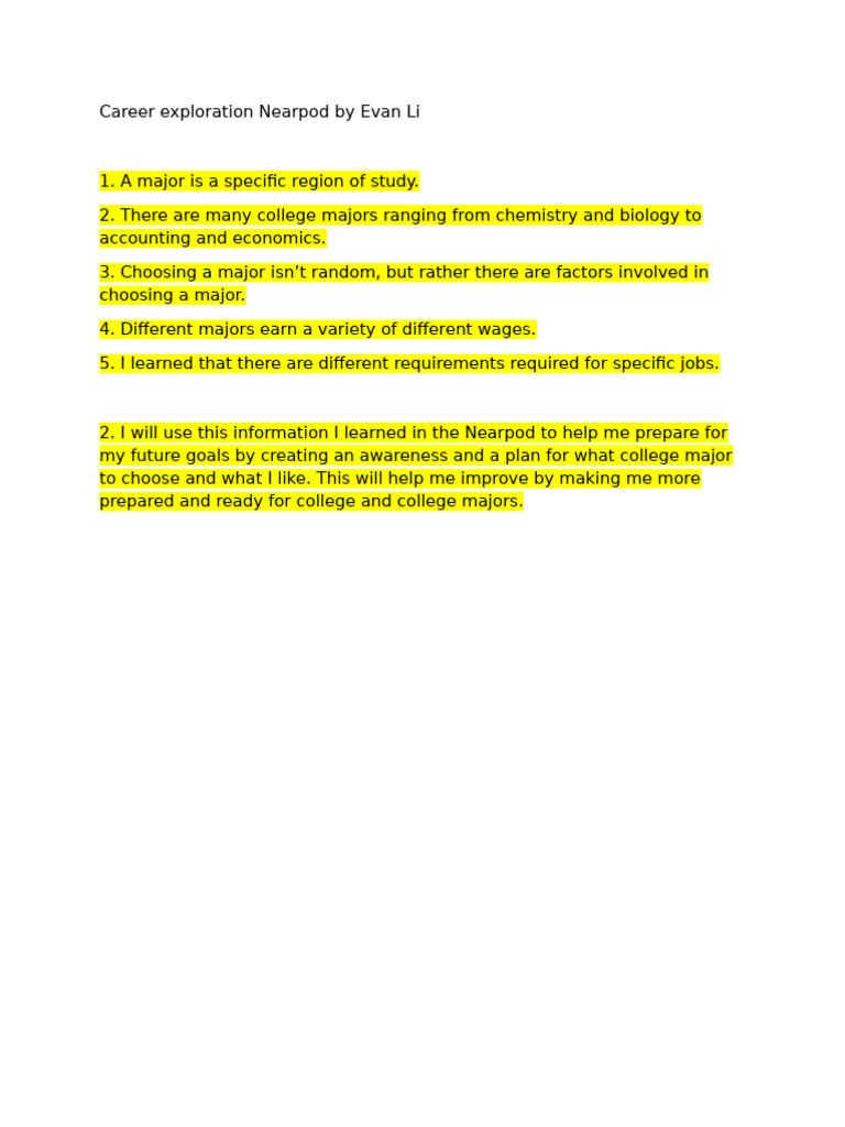 College and Career Exploration Nearpod | PDF