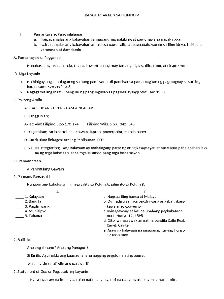 Cot Semi-Detailed LP in Filipino 2025 | PDF