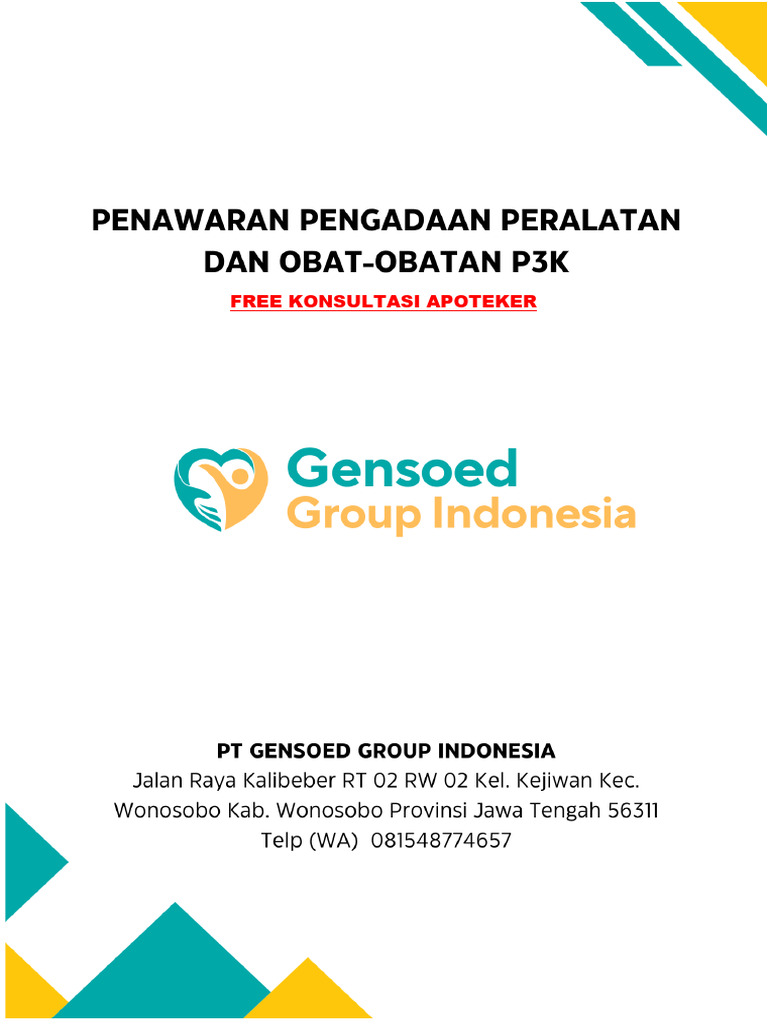 Proposal Pengadaan Peralatan p3k Gensoed | PDF