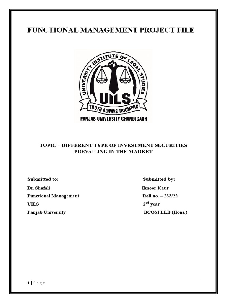 Functional Management Project File (1) | PDF | Bonds (Finance) | Futures Contract