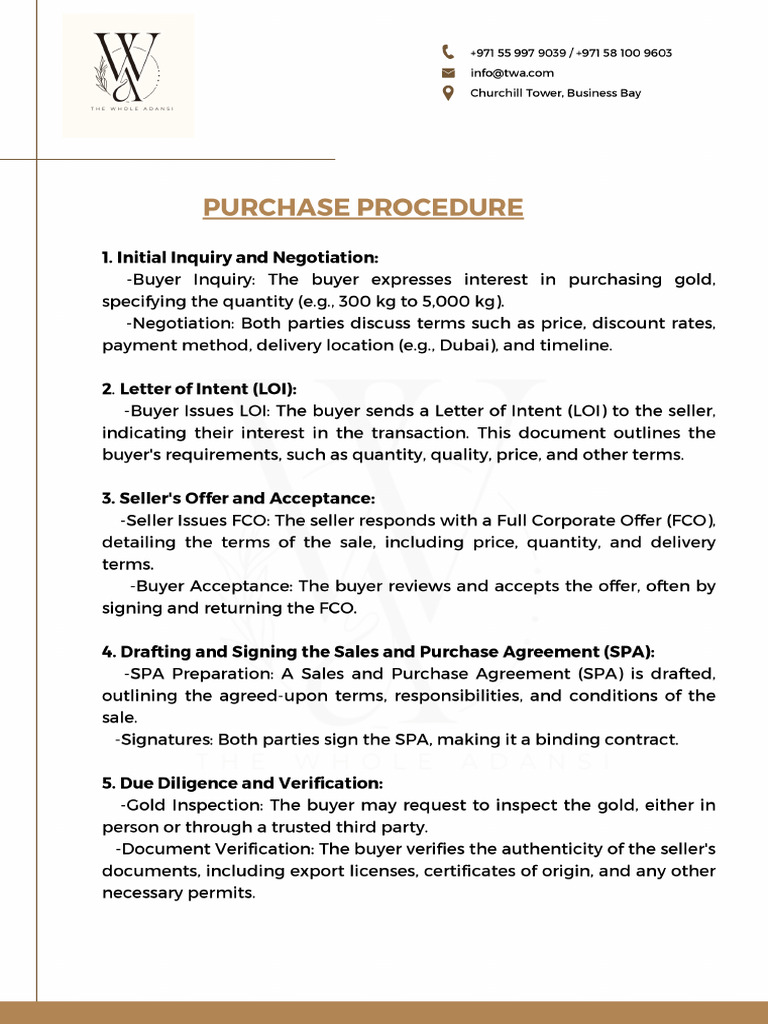 GOLD PURCHASING PROCEDURE | PDF