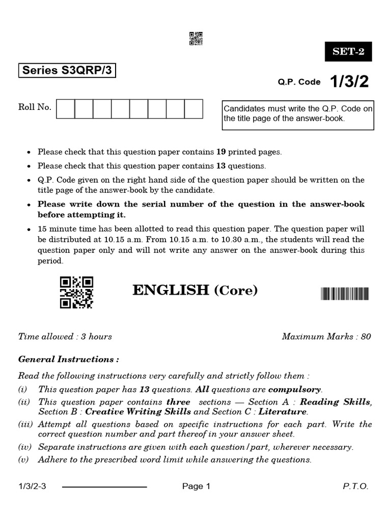 English question paper with answers. Class 12 | PDF | Predation | Dogs
