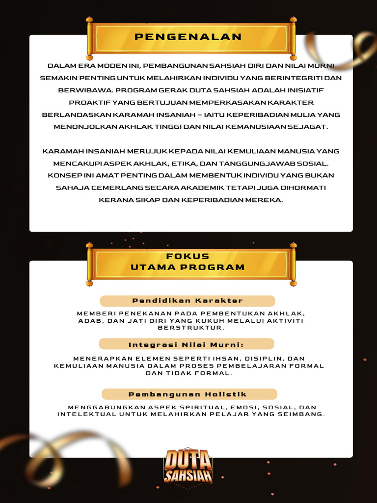 Program Gerak Duta Sahsiah 2024 | PDF