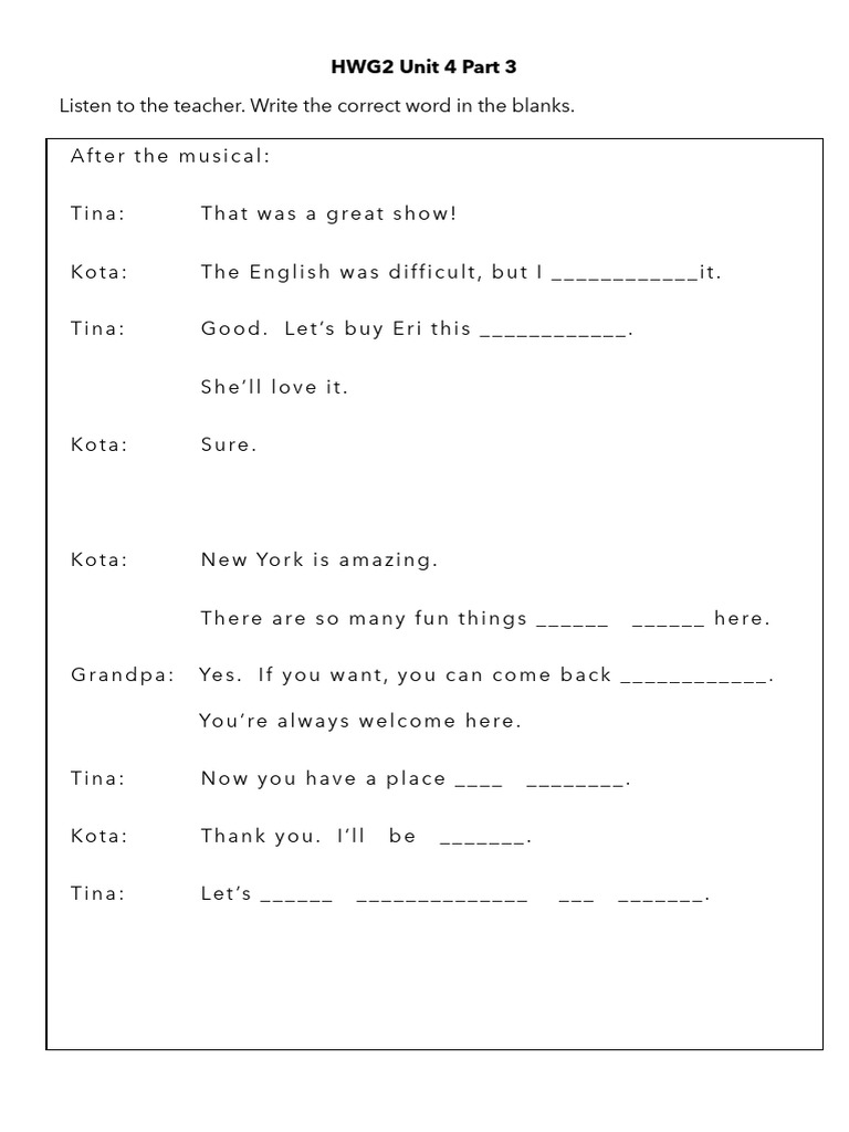 8th Unit 4 Part 3 Dictation | PDF