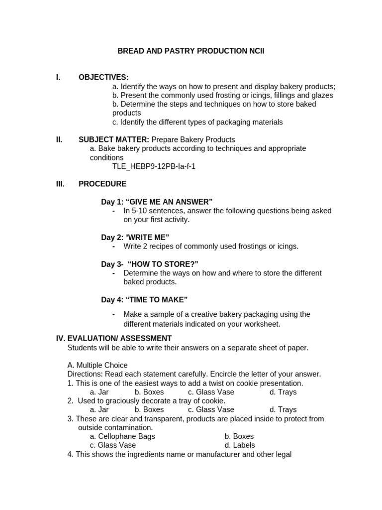 Bread and Pastry Production Ncii | PDF | Glasses | Baking