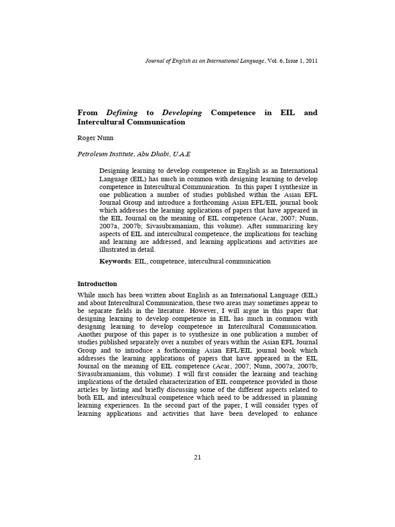 EIL and Intercultural Competence Development | PDF | Cross Cultural Communication | Communication