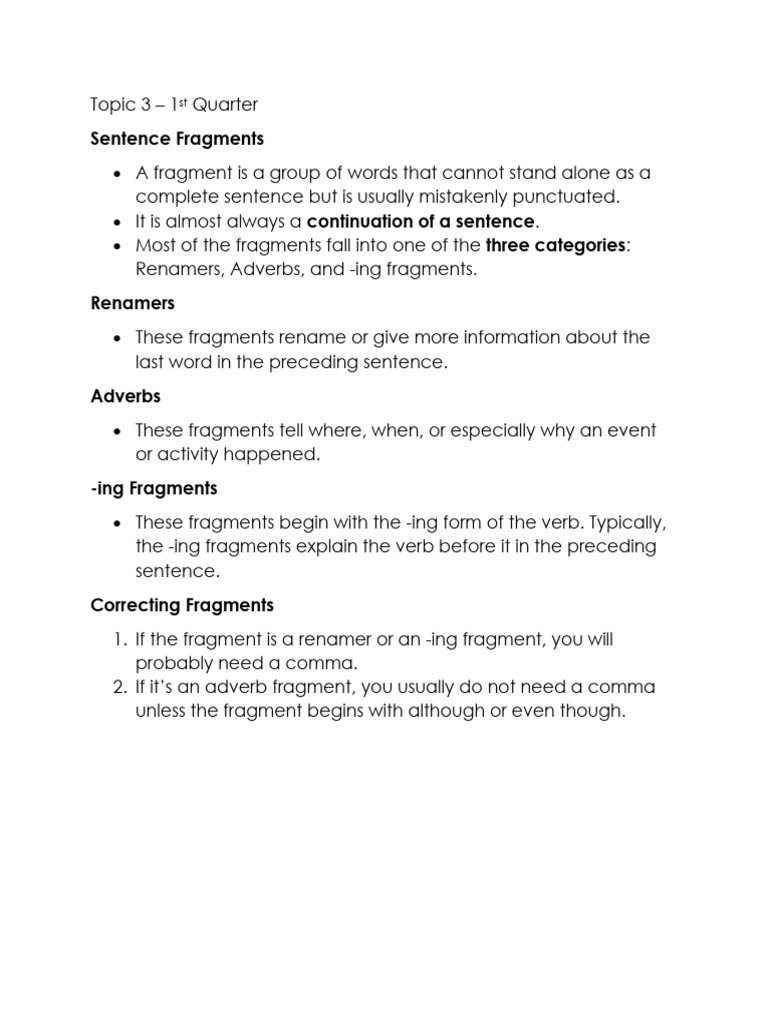 Understanding Sentence Fragments | PDF