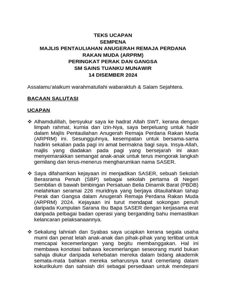 Pentauliahan ARPRM: Kejayaan SASER | PDF