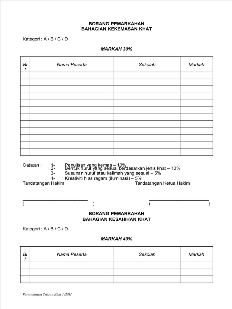 Contoh Borang Khat Karnival | PDF