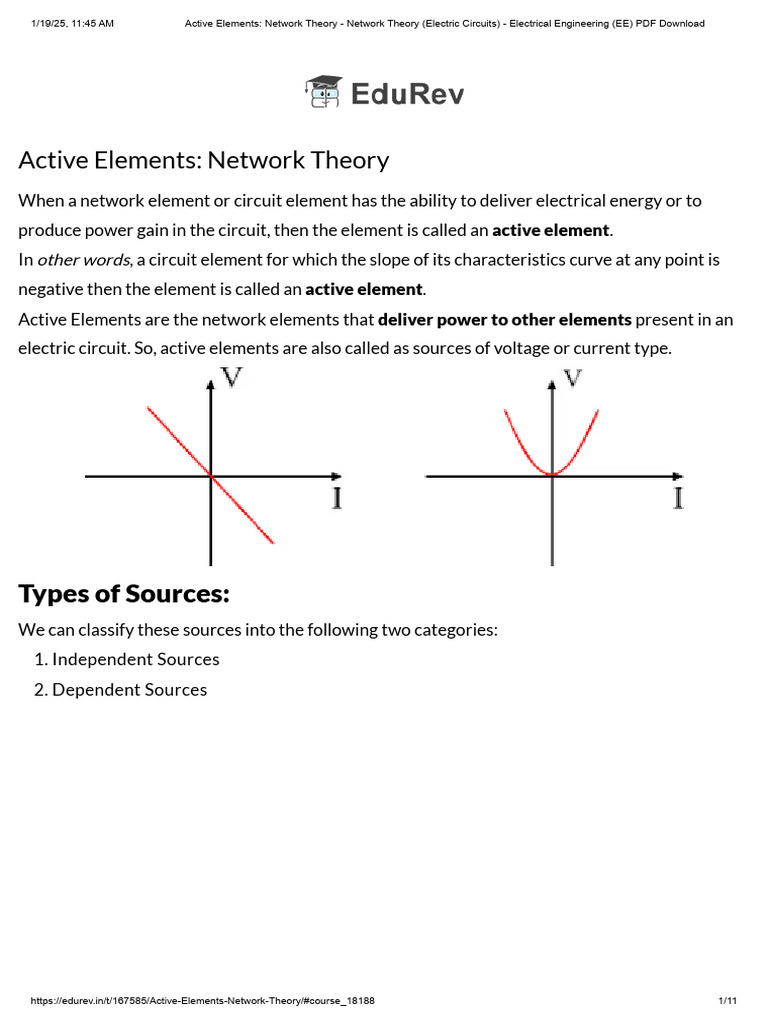 Active Elements - Network Theory - Network Theory (Electric Circuits) - Electrical Engineering ...
