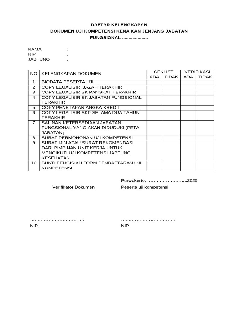 Kelengkapan Syarat Ukom JFK 2025 | PDF