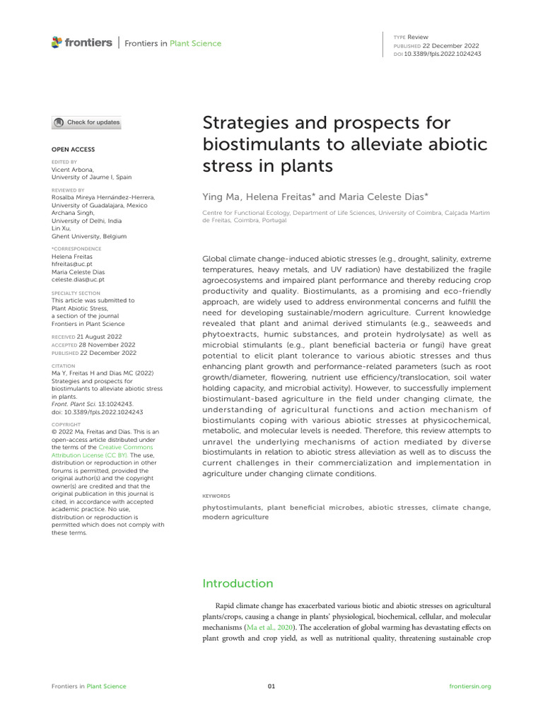 Strategies To Alleviate Abiotic Stress in Plants | PDF | Antioxidant | Plants