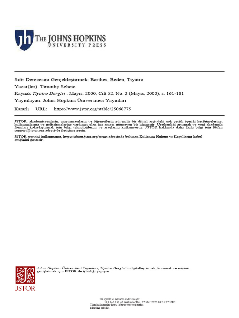 Scheie-PerformingDegreeZero-2000 TR | PDF