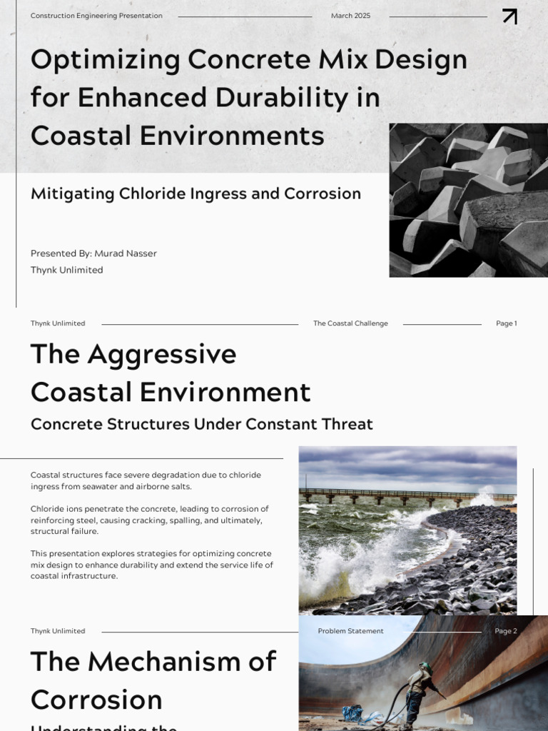 Gray and White Minimalist Simple Concrete Engineering Presentation | PDF | Concrete | Corrosion