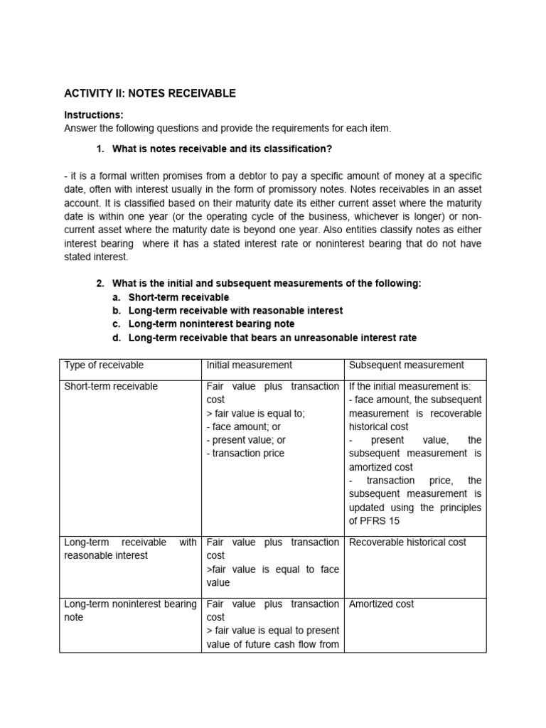 Understanding Notes Receivable and Interest | PDF | Historical Cost ...