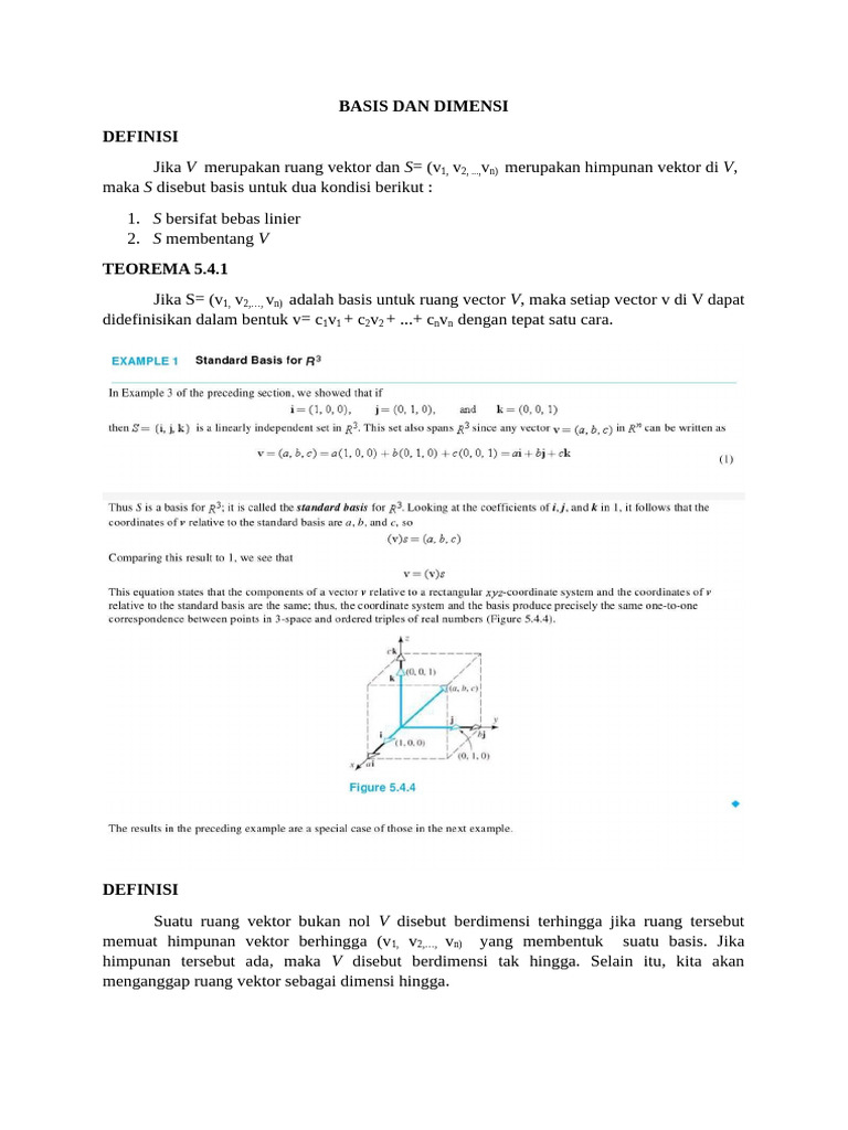 Bahan Ajar Aljabar Basis Dan Dimensi | PDF