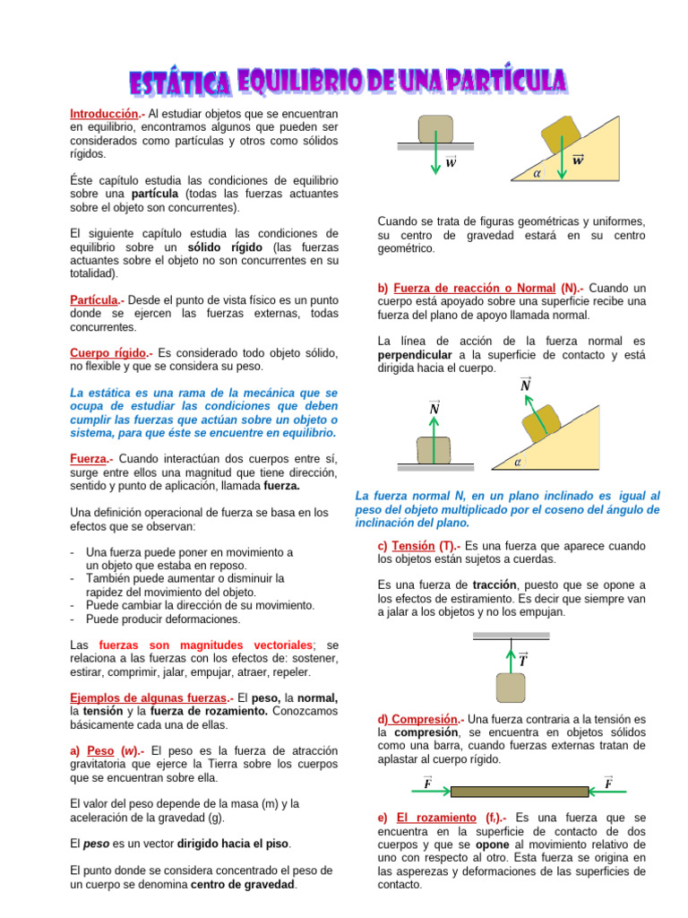 Estatica Tema | PDF | Fuerza | Peso