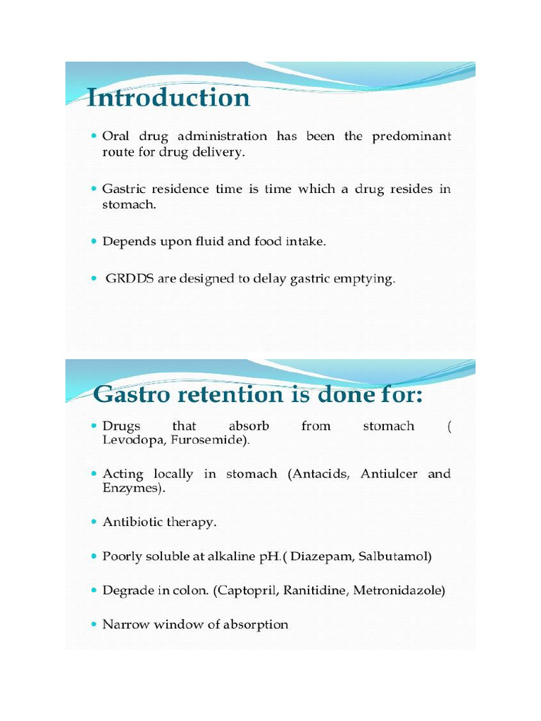 Gastroretaintive Drug Delivery System by Prpf. Dr. Subhashree Sahoo | PDF