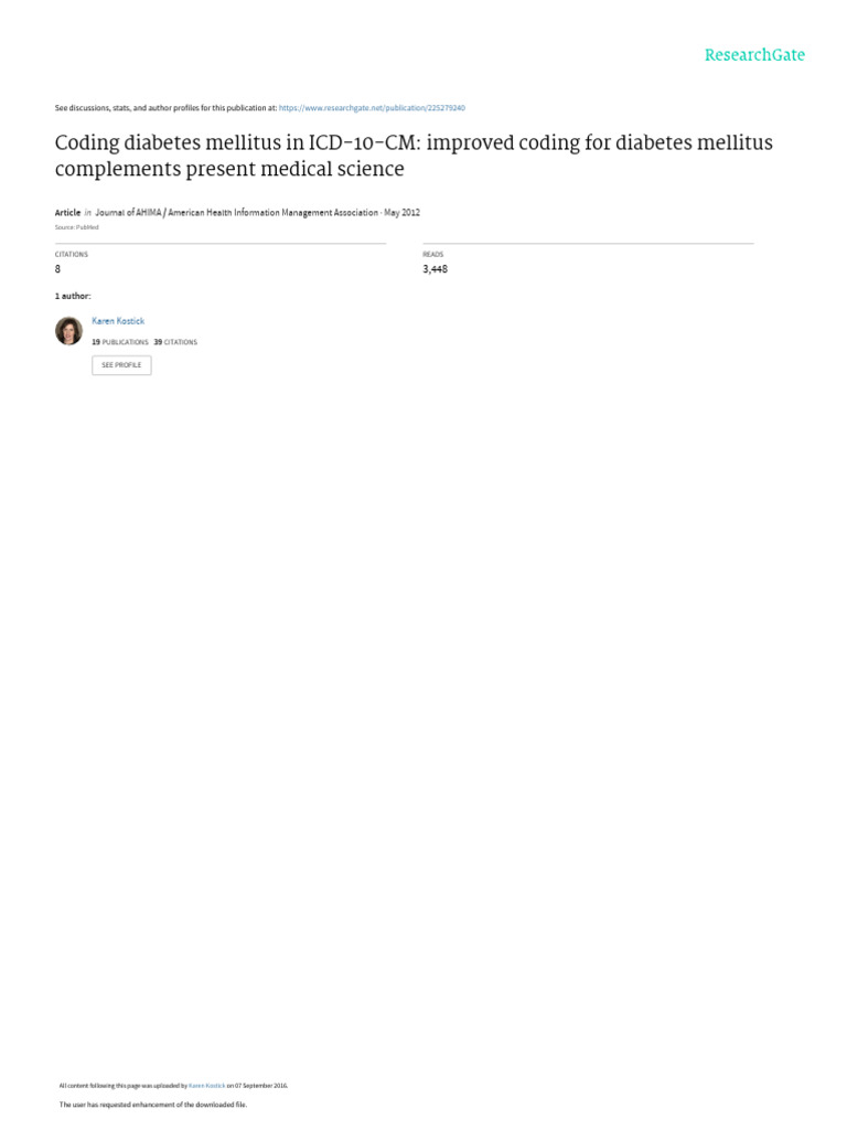 Coding Diabetes Mellitus in ICD-10-CM: Improved Coding For Diabetes ...