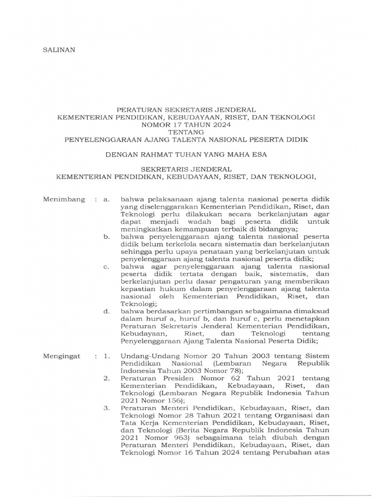 Salinan Persesjen Nomor 17 Tahun 2024 CAP | PDF