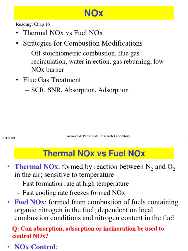 Thermal Nox Vs Fuel Nox - Strategies For Combustion Modifications | PDF ...