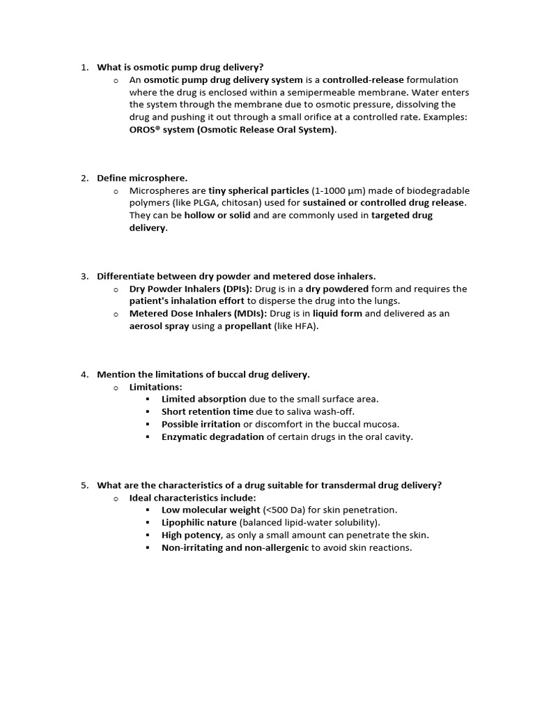 Novel Drug Delivery System Pyq Answers | PDF | Liposome | Monoclonal ...