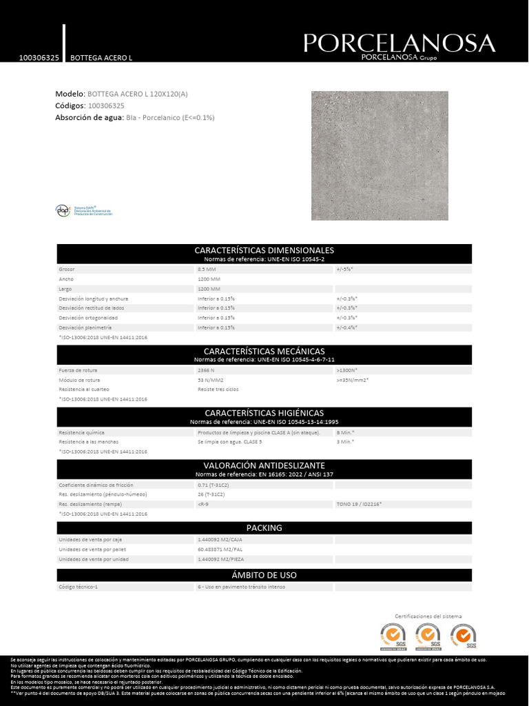 Bottega Acero 120X120 | PDF | Ingeniería mecánica