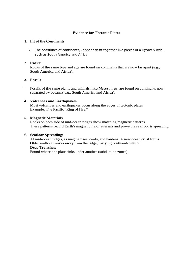 Evidence for Tectonic Plates | PDF