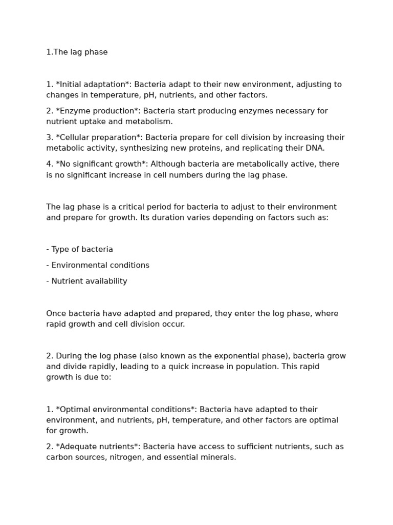 Phases of Bacterial Growth | PDF | Bacteria | Metabolism