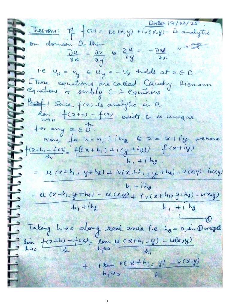 CR Equations Necessary Conditions | PDF
