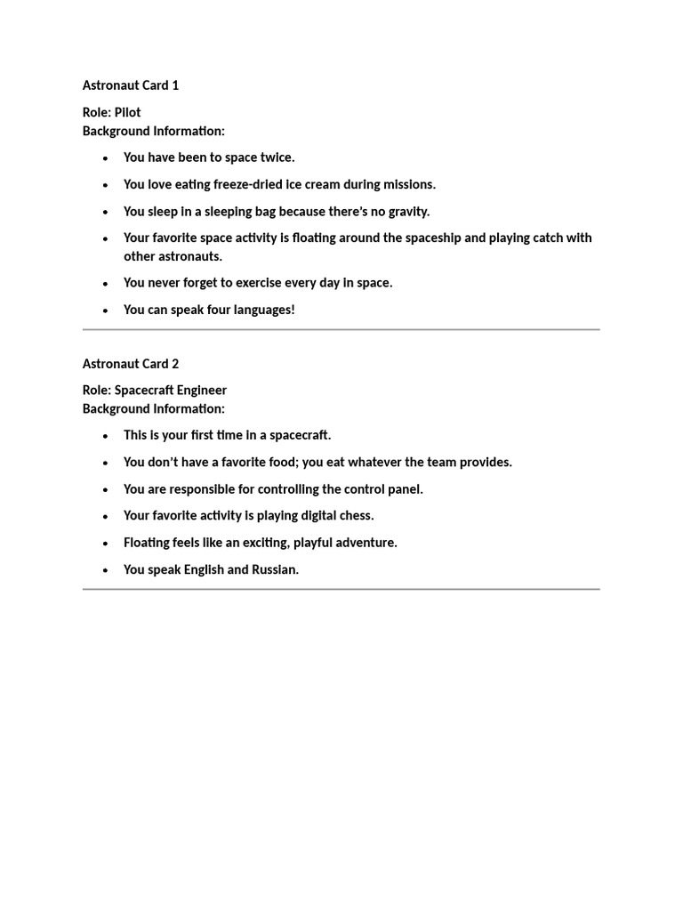 Astronaut Card 2 | PDF