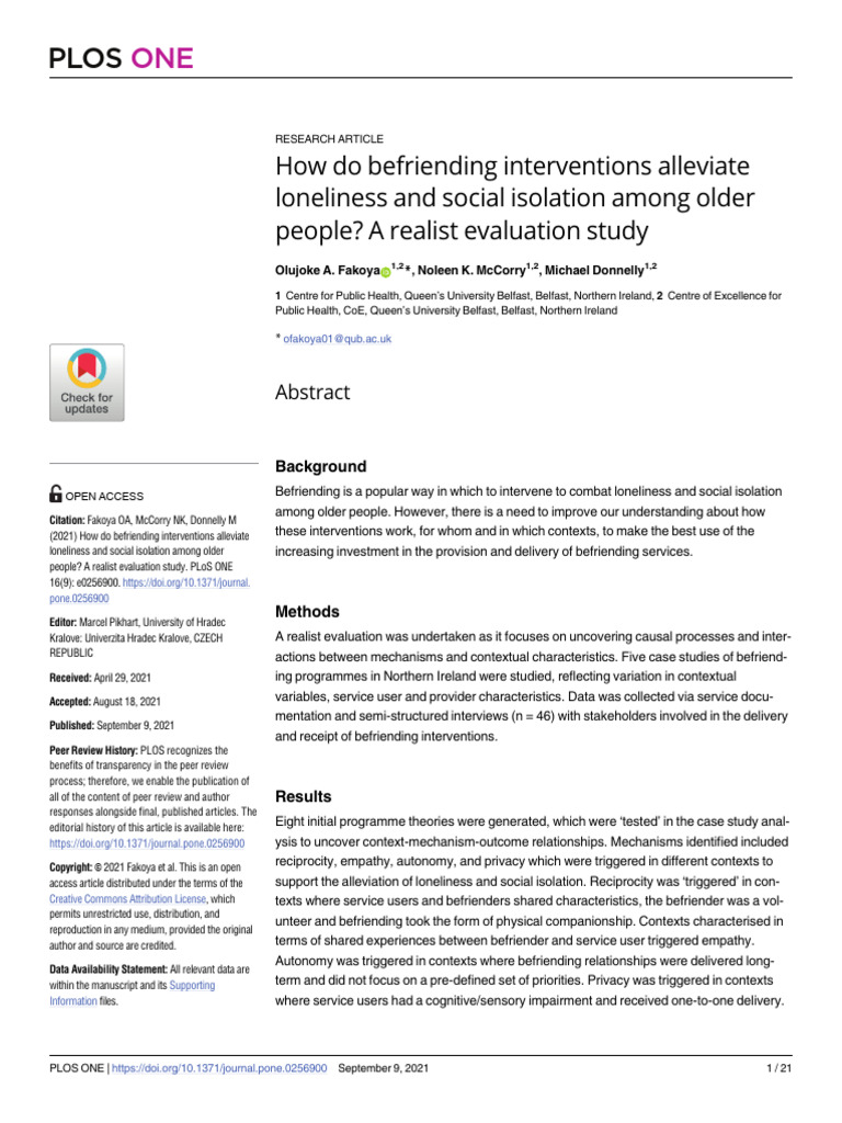 How_do_befriending_interventions_alleviate_lonelin | PDF | Loneliness ...