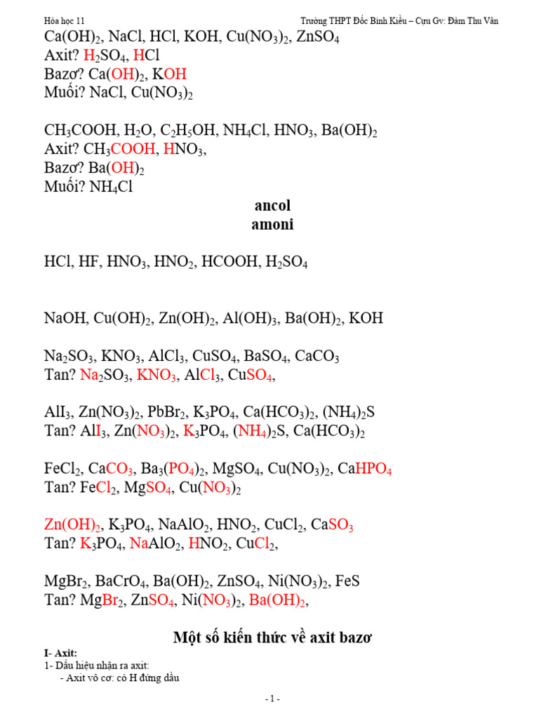 axit bazo tinh tan | PDF