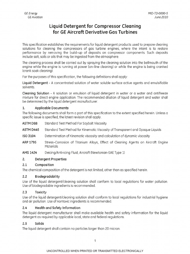 GEK112859 - V1AA05.C09 - A5 MID-TD-0000-5 Liquid Detergent For ...