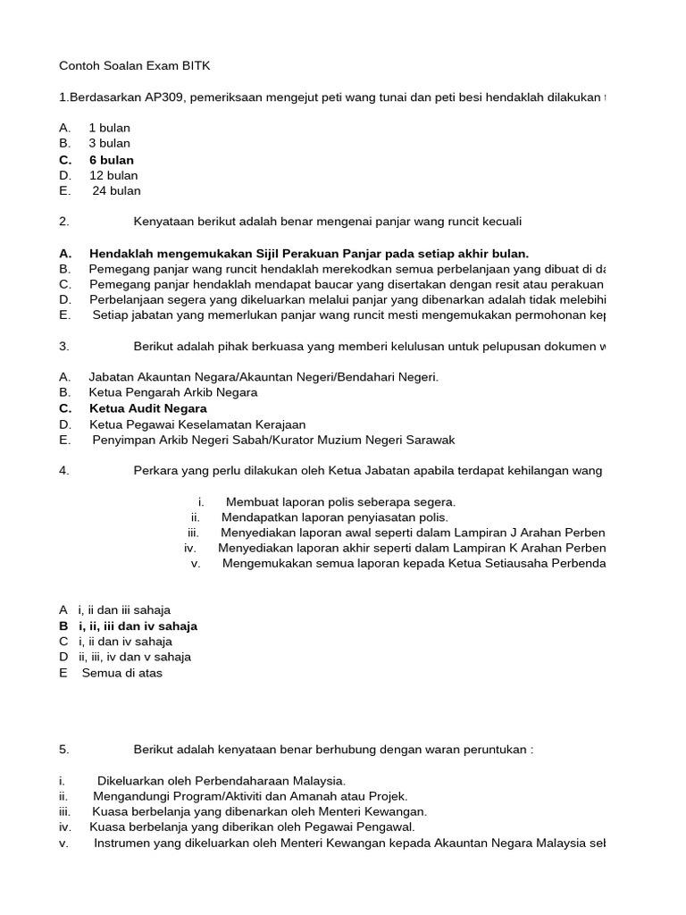 Contoh soalan BITK | PDF