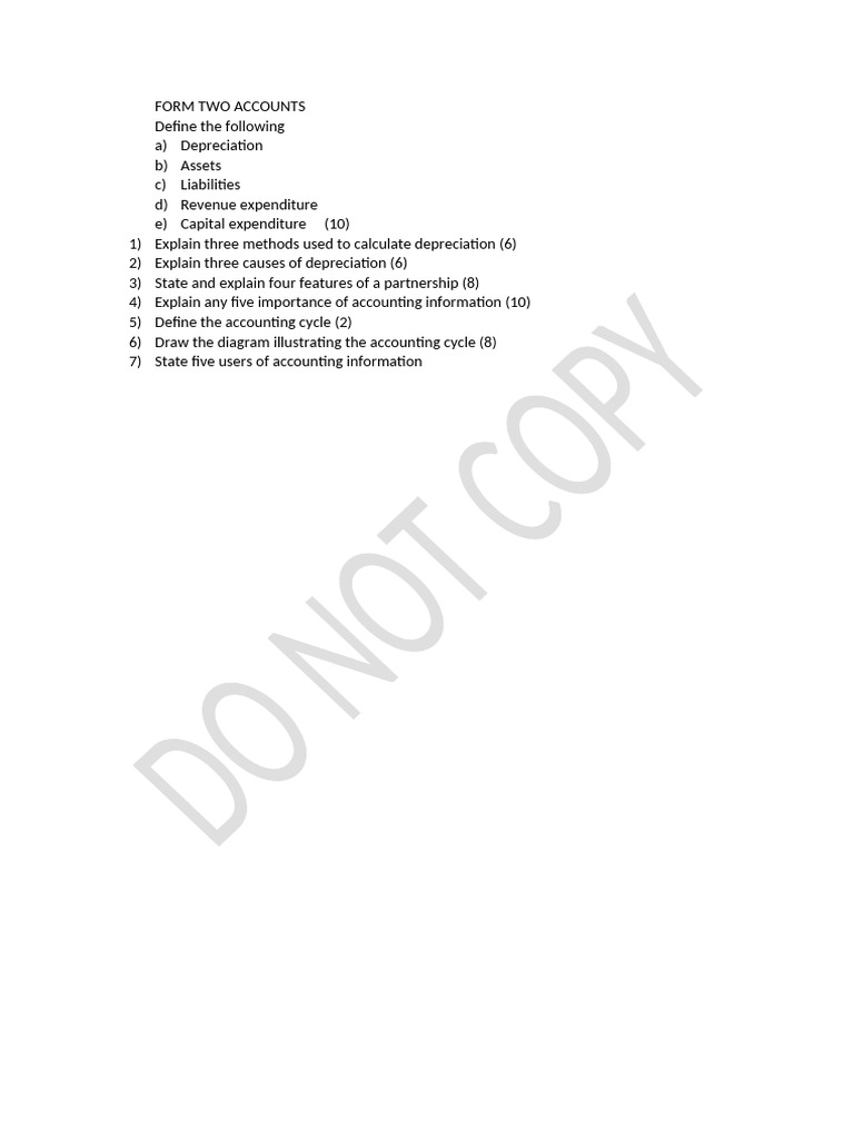 Form Two Accounts | PDF
