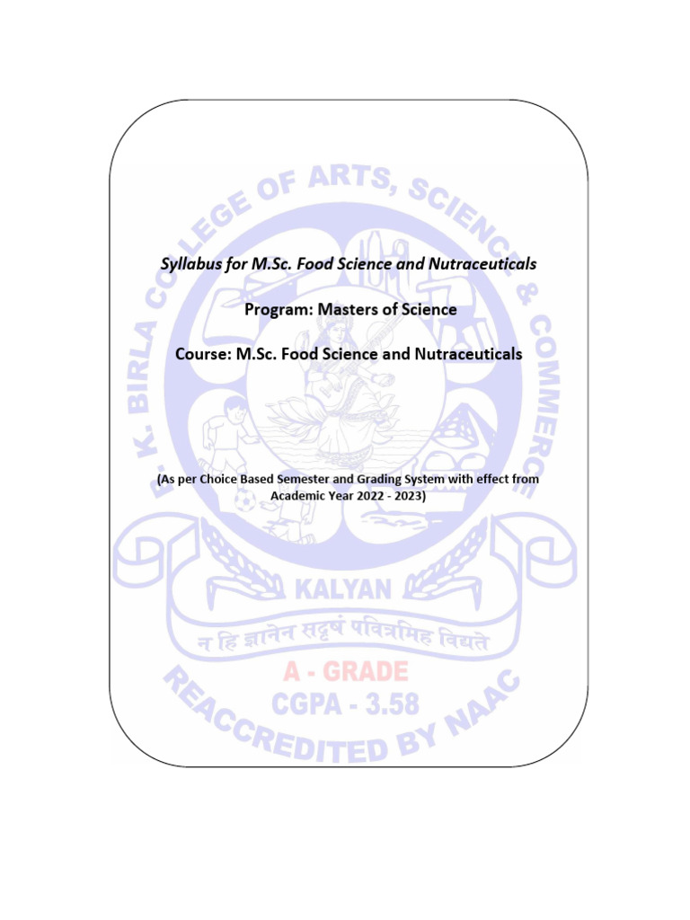 Food Science Latest Syllabus With Po Co-1 | PDF | Metabolism | Lipid