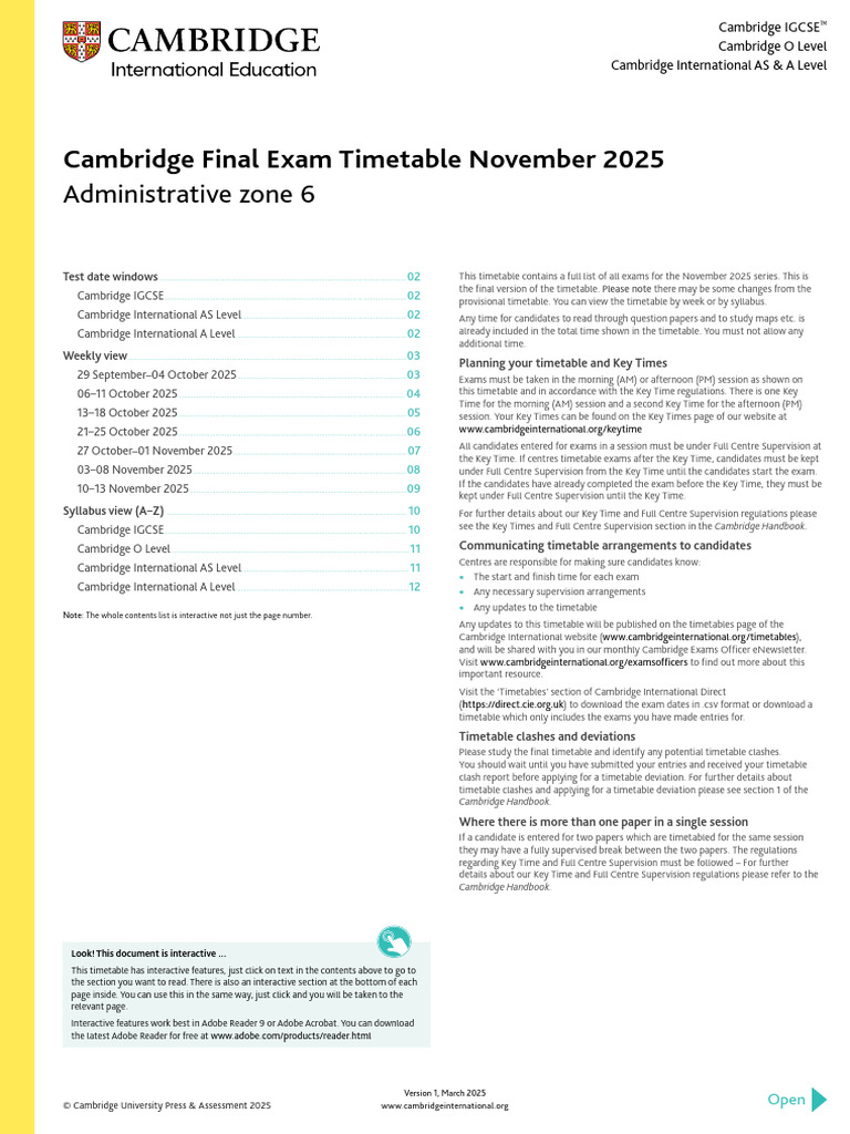 November 2025 Zone 6 Timetable | PDF